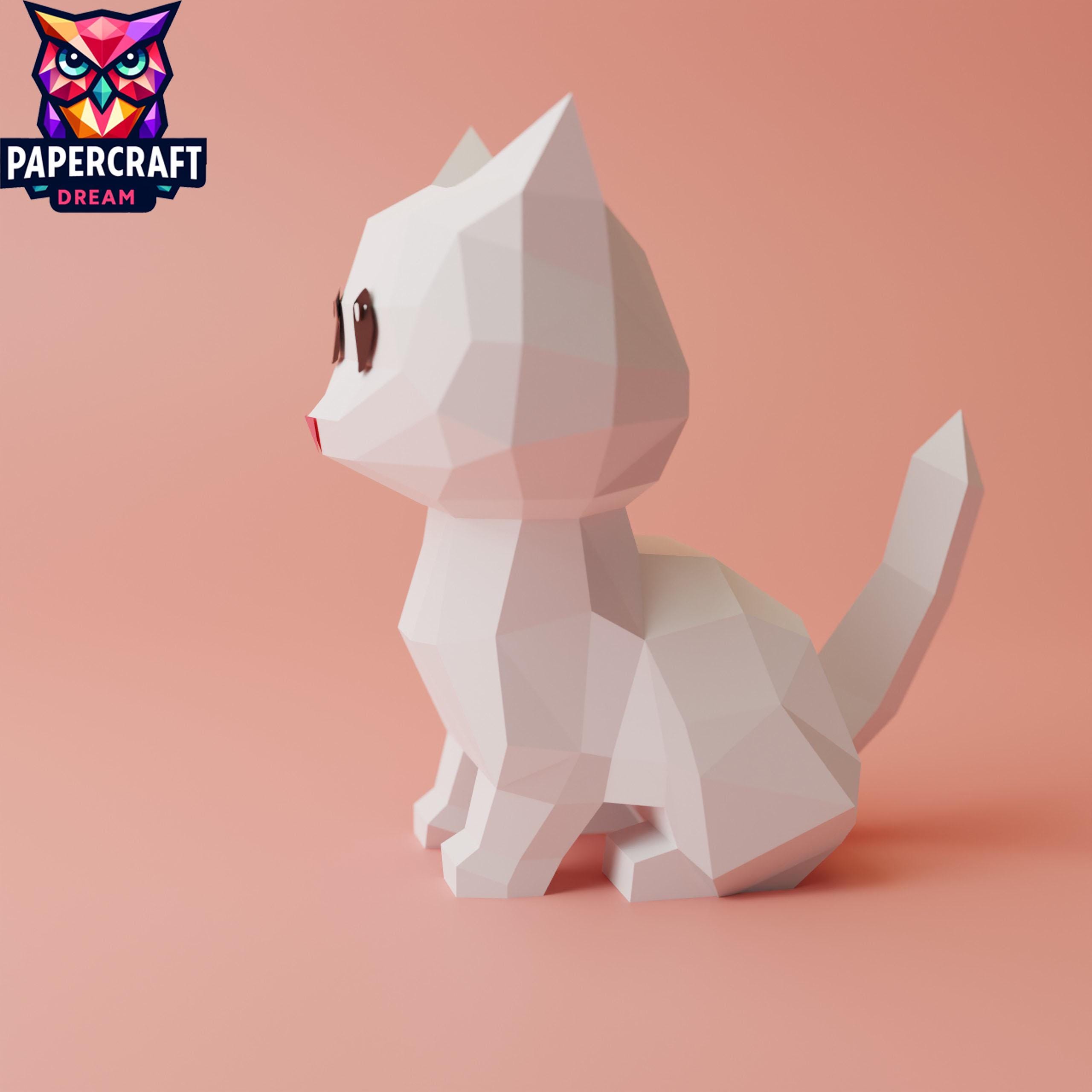 3D Kitten Papercraft: Low Poly Cat Sculpture (PDF/SVG Digital Download ...