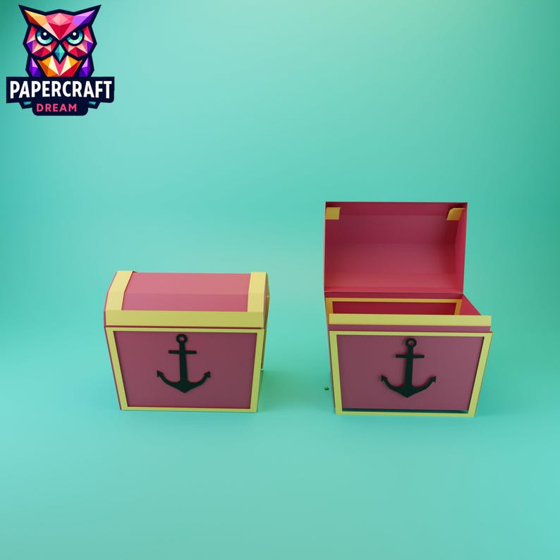 Treasure Chest Pirate 3D Papercraft– DIY Chest Origami,low Poly ...