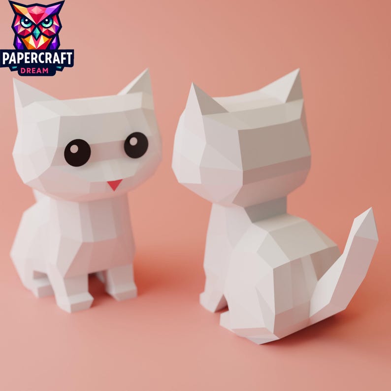 Kitten Papercraft – 3D Low Poly Cat, DIY Paper Model, Little Cat PDF ...