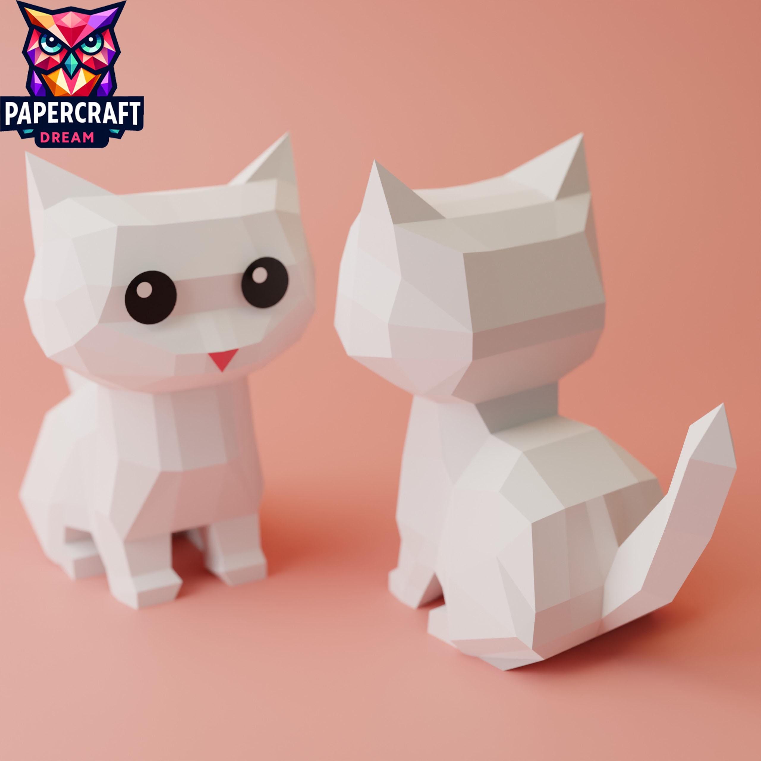 3D Kitten Papercraft: Low Poly Cat Sculpture (PDF/SVG Digital Download ...