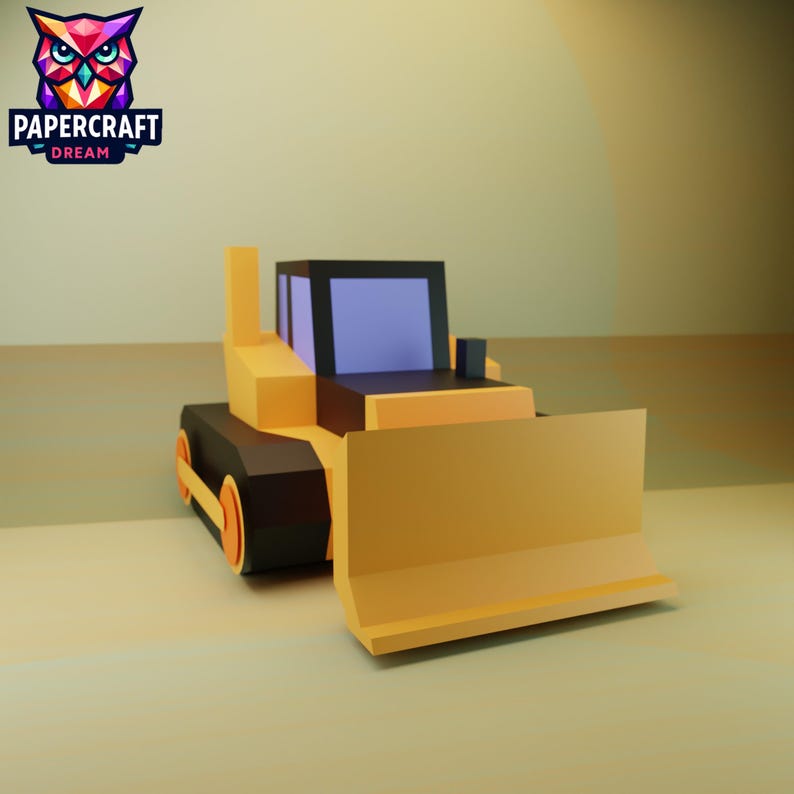 Bulldozer 3D Papercraft–diy Bulldozer Template,low Poly Bulldozer ...