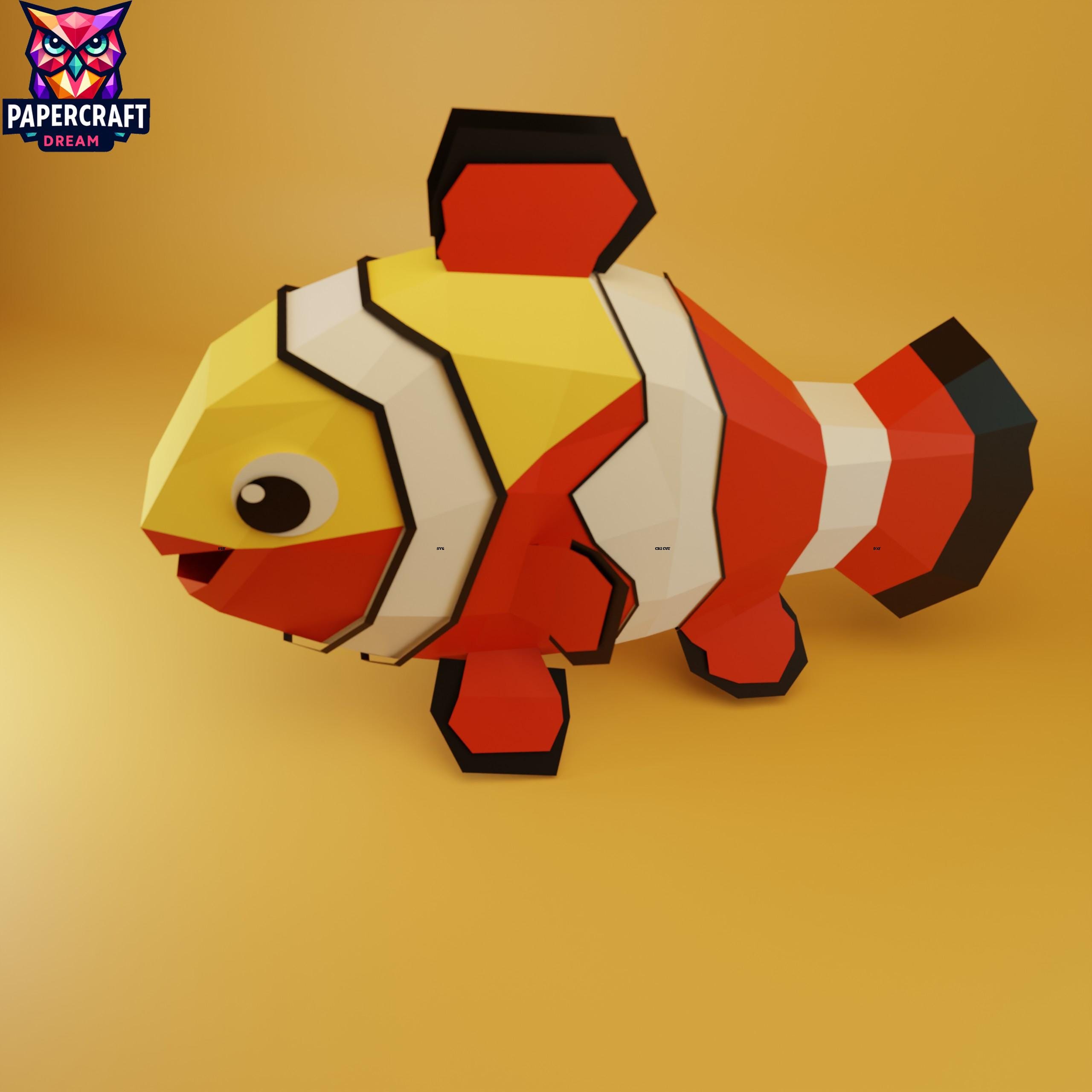Clown Fish 3D Papercraft– DIY Clown Fish Template,paper Clown Fish ...