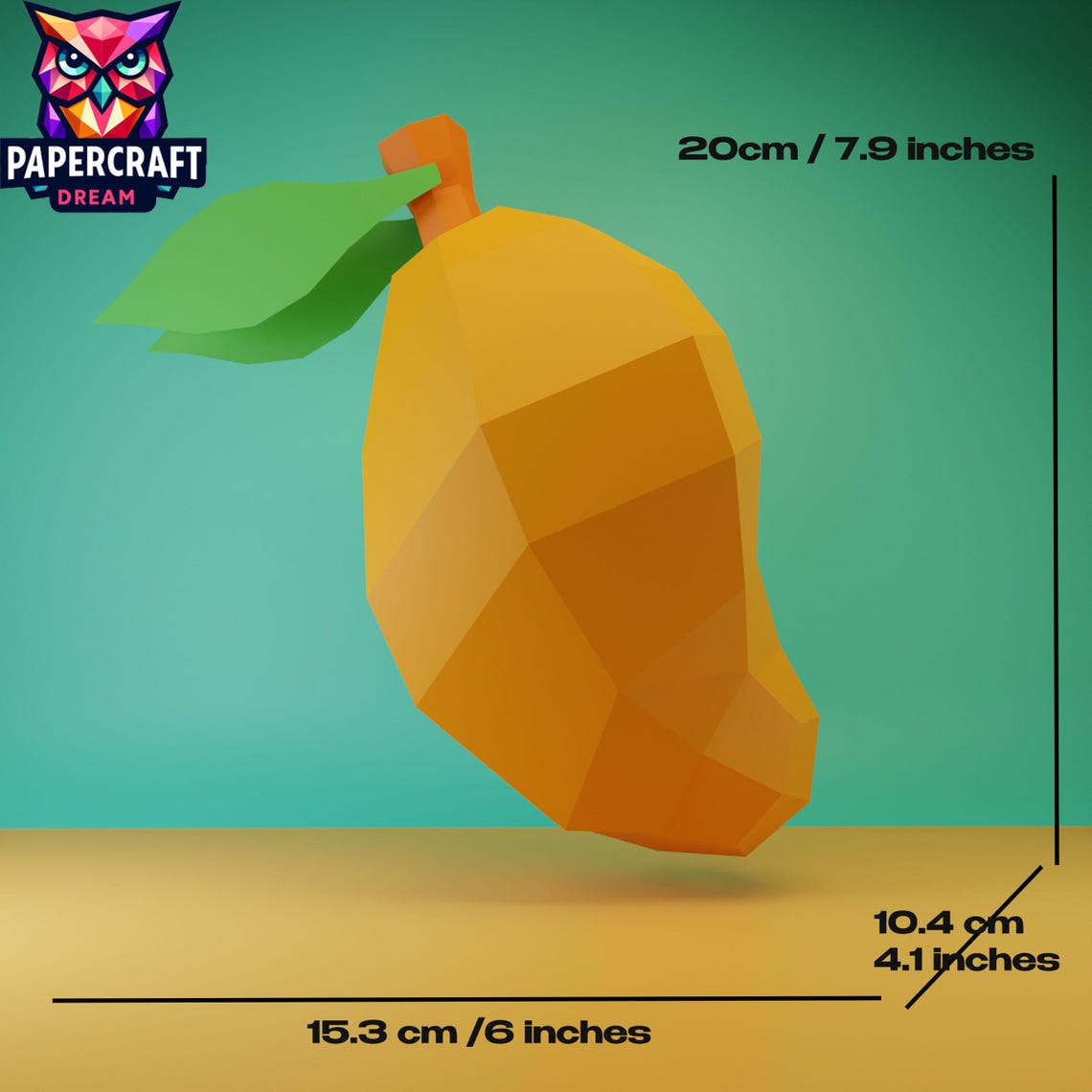 Mango Fruit 3D Papercraft–diy Mango Template,low Poly Mango, Fruit ...
