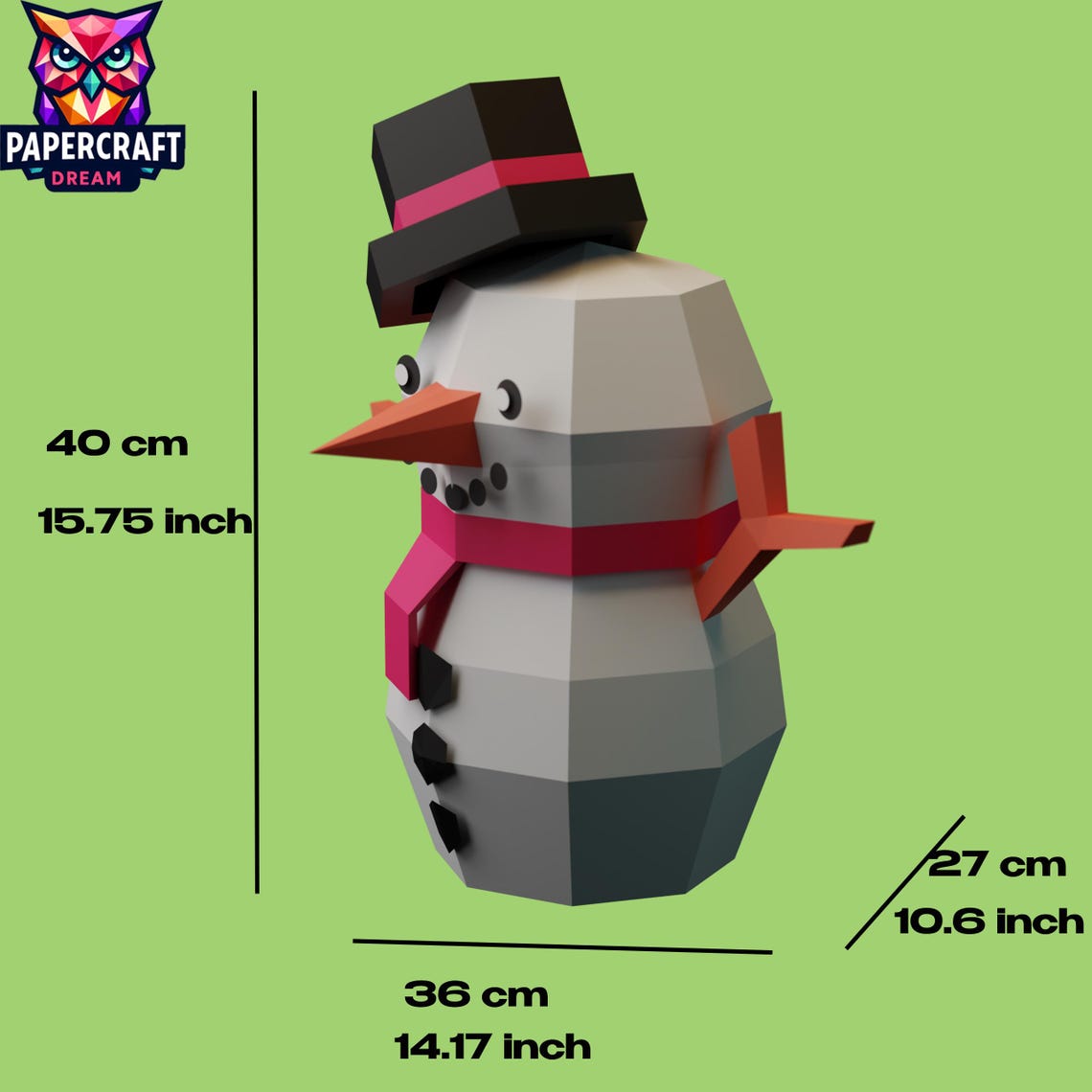 3D Papercraft Snowman Template: DIY Christmas Decoration (PDF/SVG ...