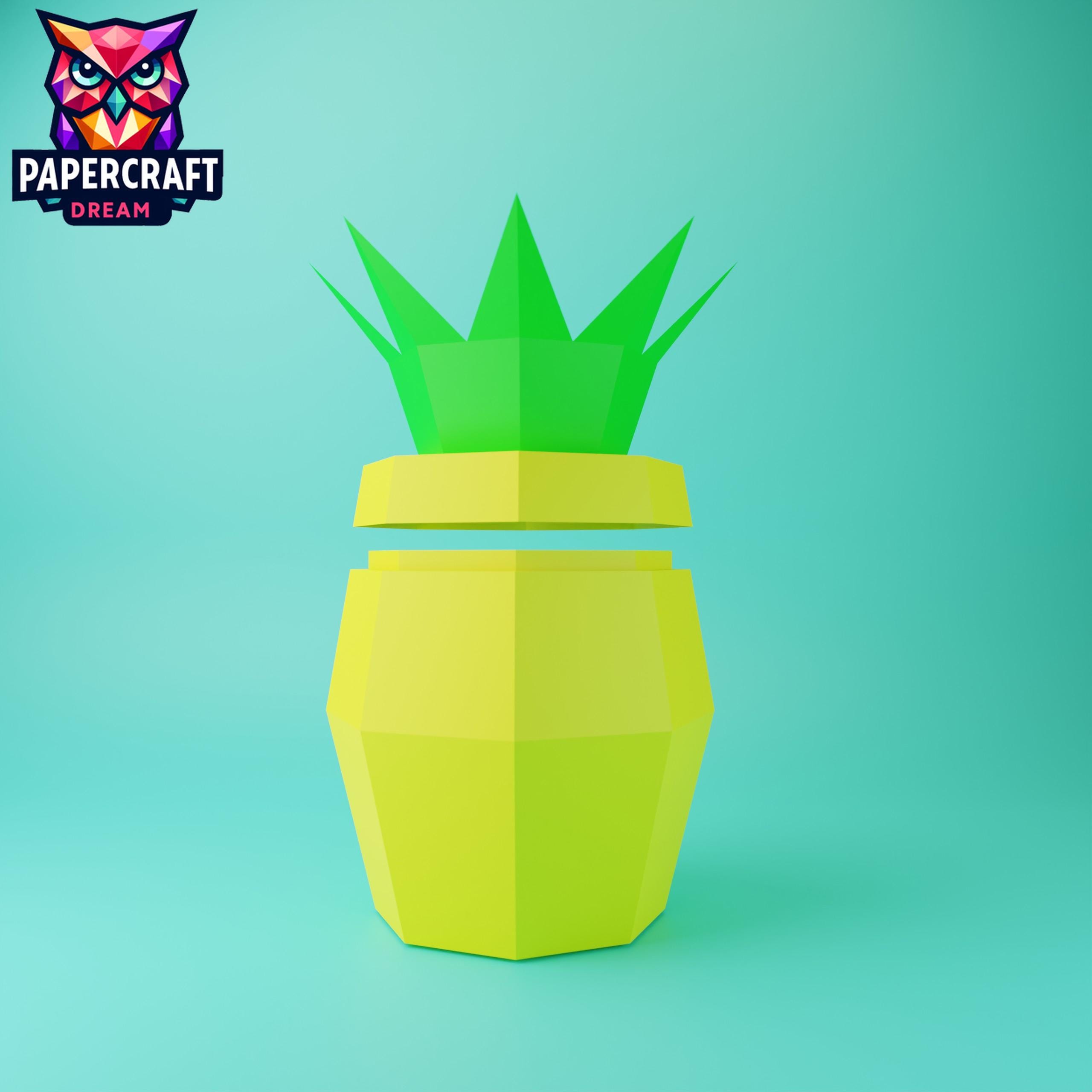 Pineapple Box 3D Papercraft– DIY Pineapple 3d Box,paper Pineapple Gift ...
