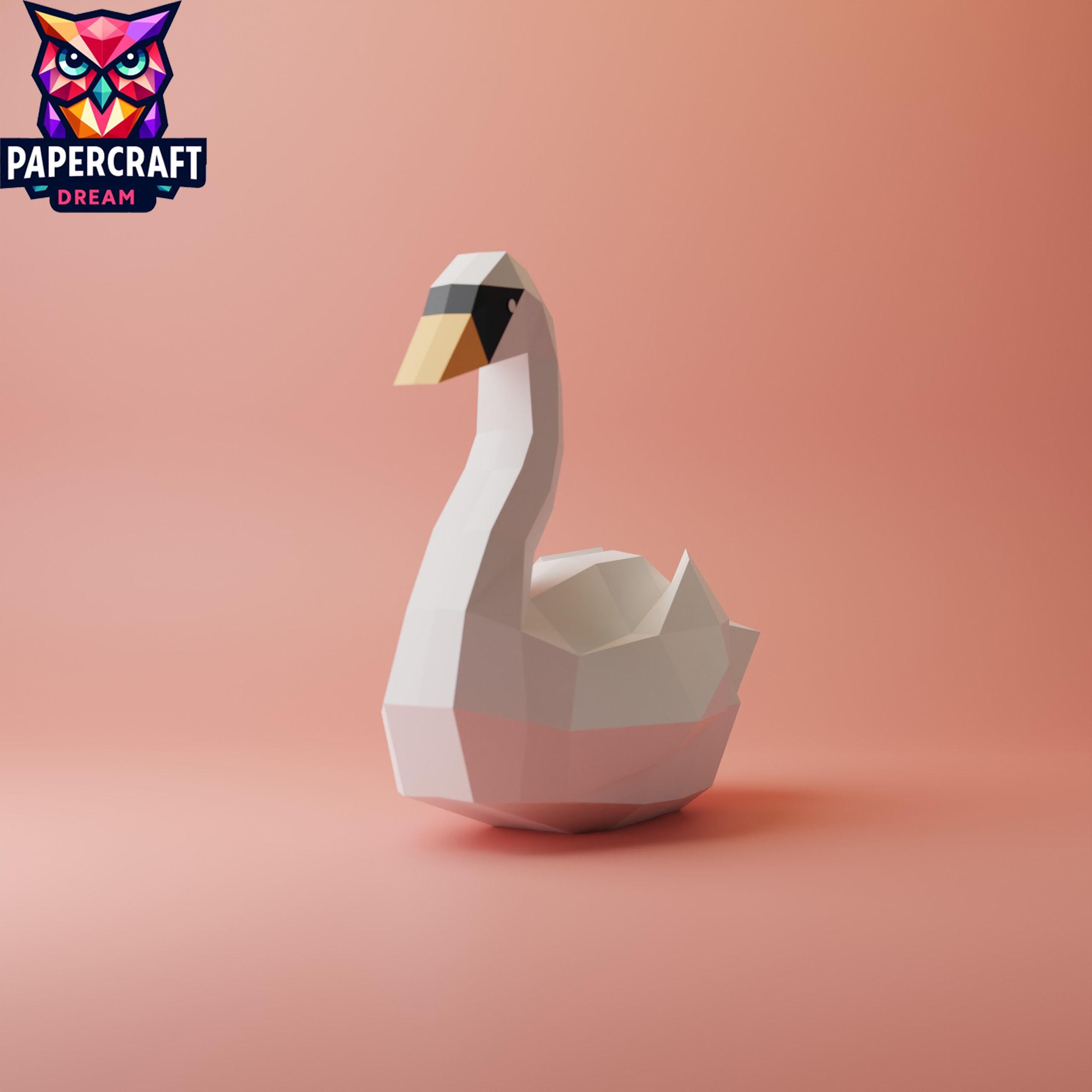 Swan Paper Craft, Papercraft Swan, Diy Swan, Digital Template, Origami ...