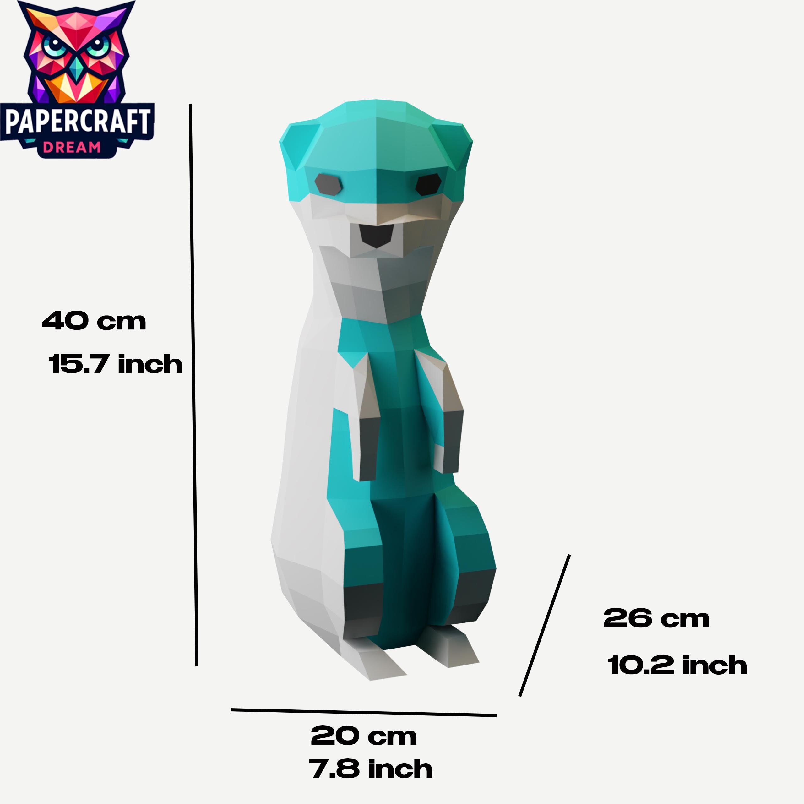 Otter Papercraft 3D Low Poly Animal DIY Craft Kit PDF, Svg, DXF ...