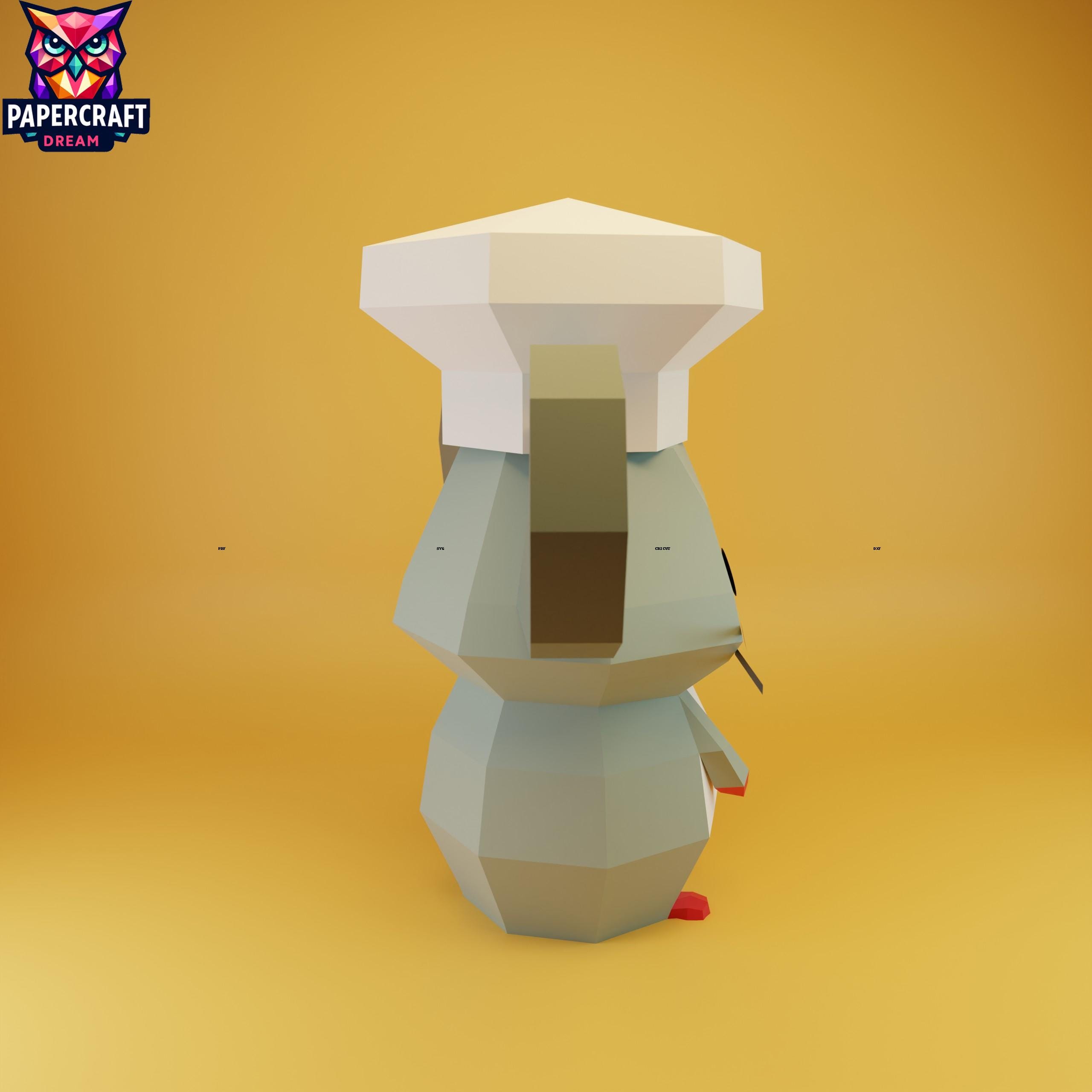 Chef Mouse Papercraft Template, DIY Low Poly Sculpture (pdf, Svg, Dxf ...