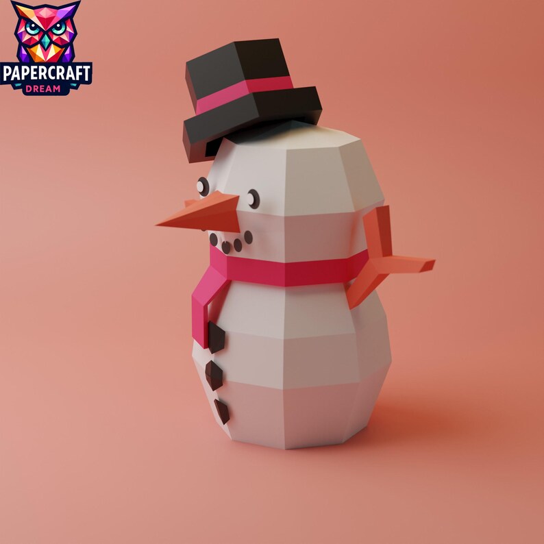 3D Papercraft Snowman Template: DIY Christmas Decoration (PDF/SVG ...