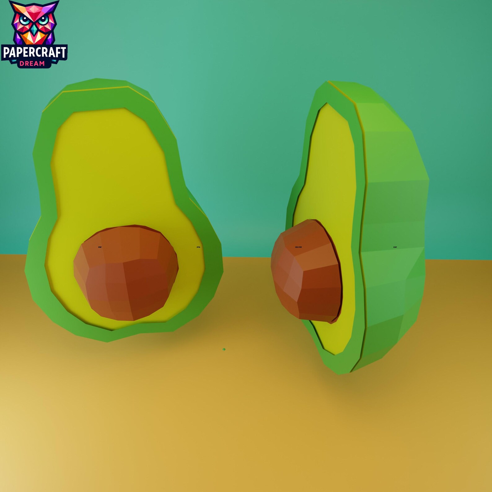 Avocado Fruit 3D Papercraft–diy Avocado Template,low Poly Avocado ...