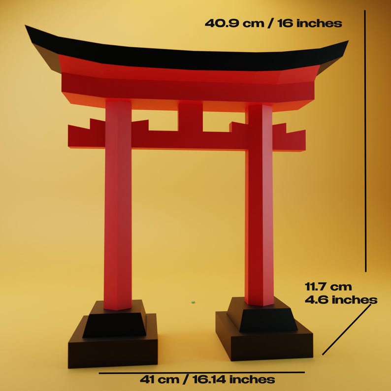 DIY Japanese Torii Gate Papercraft – Low Poly Shrine Model (pdf, Svg ...