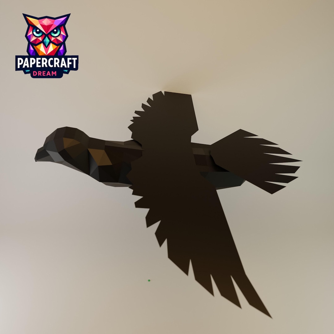 Crow 3D Papercraft– DIY Flying Crow Origami,low Poly Flying Raven ...