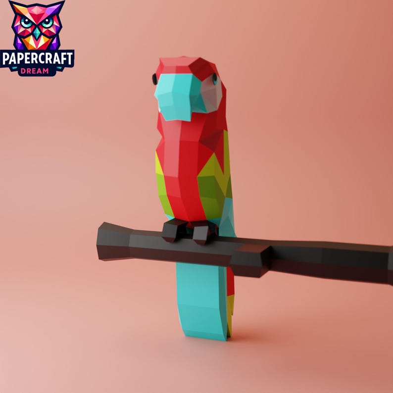 Parrot Macaw Papercraft Template - DIY Parrot Bird Decor, Parrot Art ...