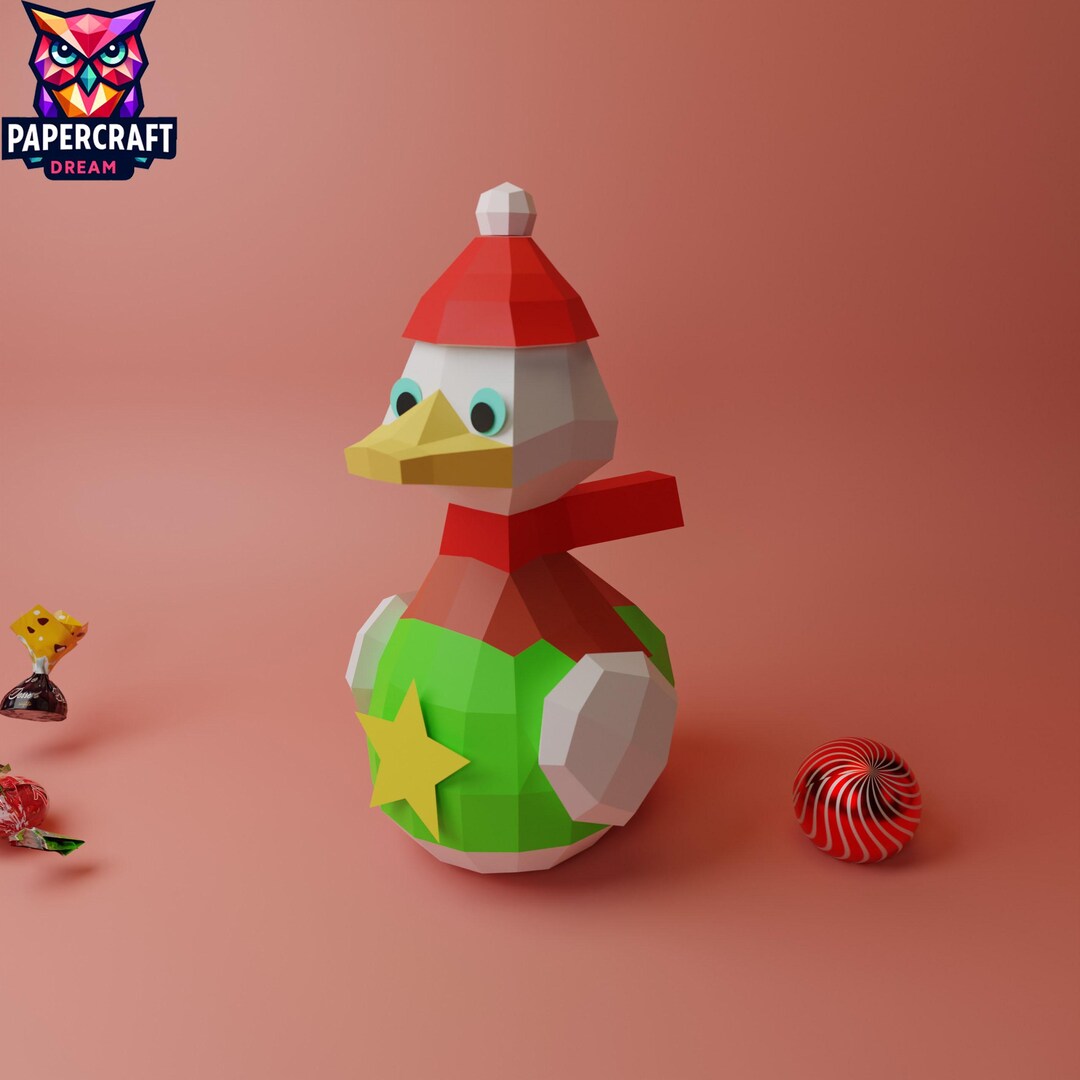 Goose Christmas Papercraft – DIY Low Poly 3D Model (SVG PDF) Merry Xmas ...