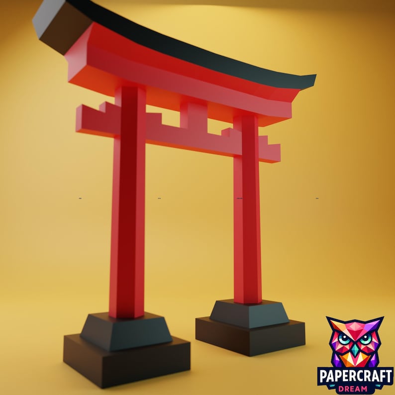 DIY Japanese Torii Gate Papercraft – Low Poly Shrine Model (pdf, Svg ...