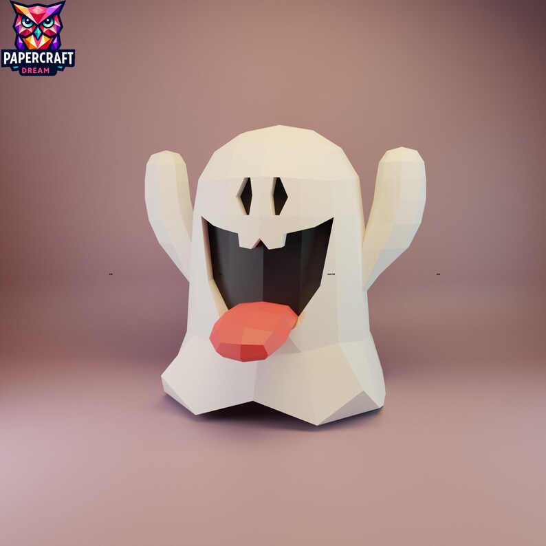 Happy Ghost Papercraft Cute Ghost Low Poly, 3d Hallowen Ghost, Ghost ...