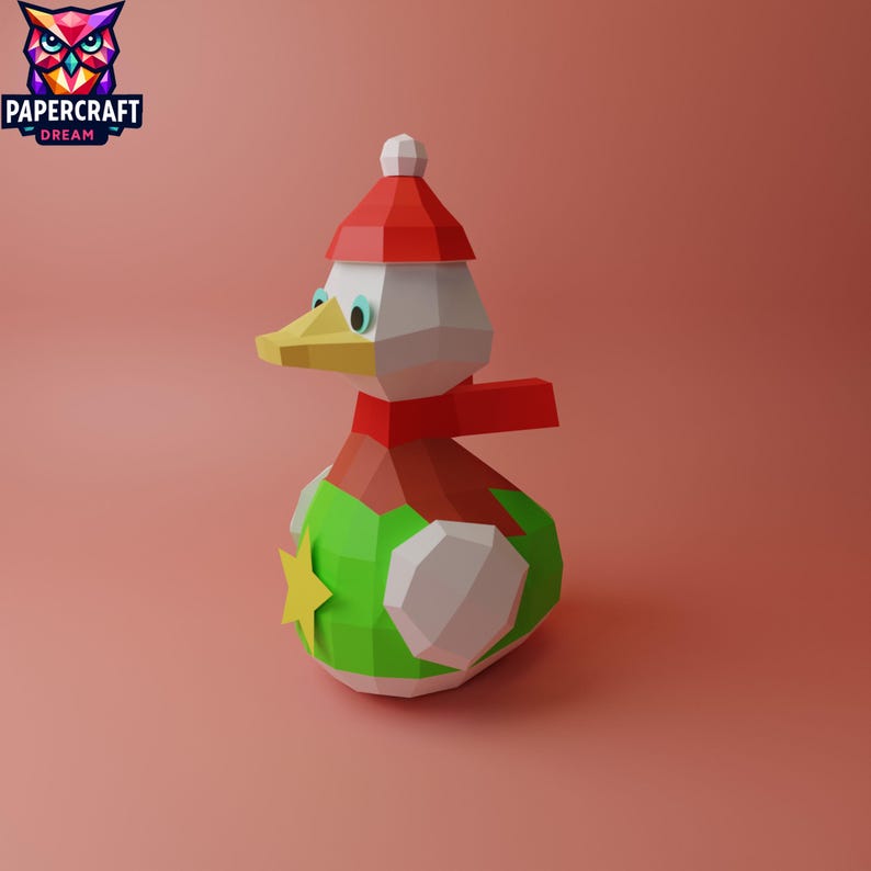 Goose Christmas Papercraft – DIY Low Poly 3D Model (SVG PDF) Merry Xmas ...