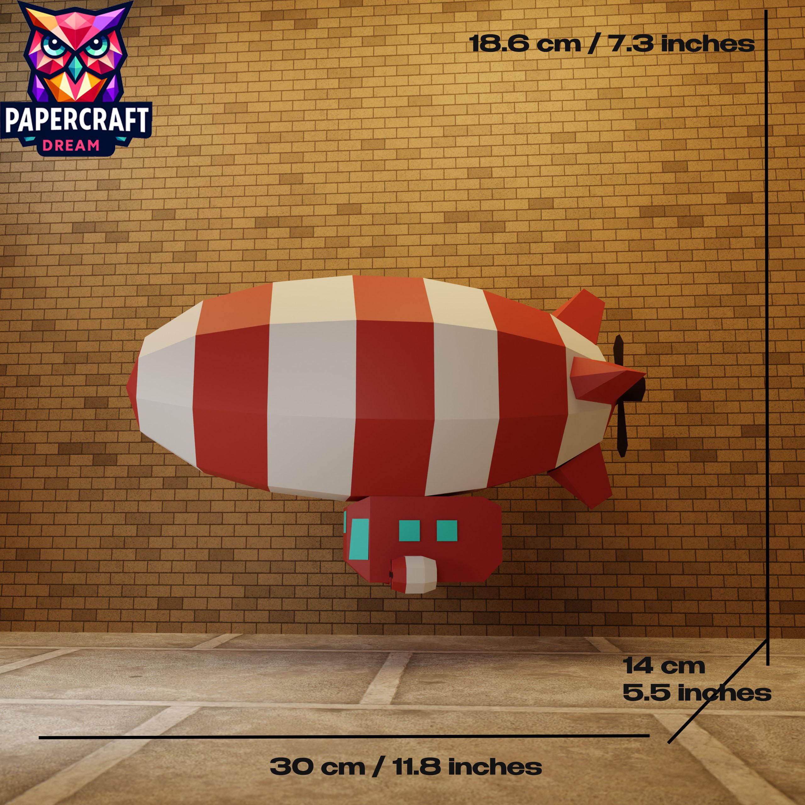 Airship Blimp Papercraft Template: Diy Low Poly Zeppelin Origami 3D Model (SVG PDF DXF) - Etsy