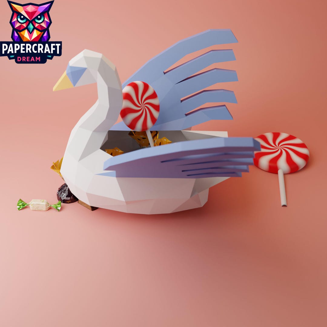 Swan Box Paper Craft, Papercraft Swan, Diy Box Swan, Digital Template ...
