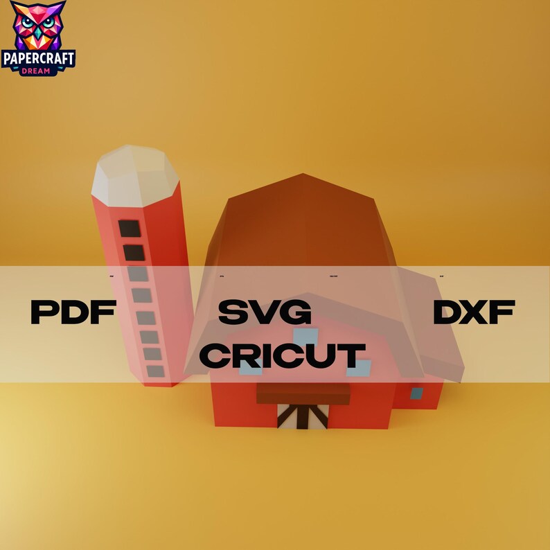 Barn Farm Silo 3D Papercraft Svg– DIY Farm Template Cricut,ring ...