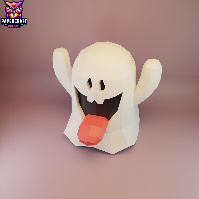 Happy Ghost Papercraft Cute Ghost Low Poly, 3d Hallowen Ghost, Ghost ...