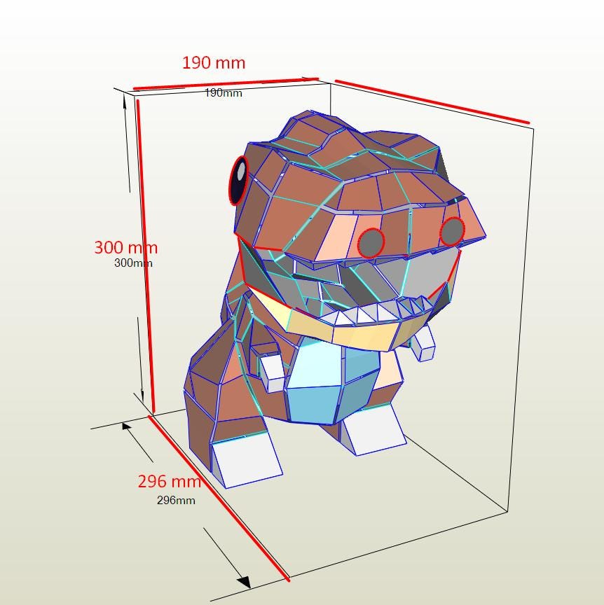 DIY T-rex Papercraft Kit | Cute 3D Dinosaur Model | Kids Room Decor | Educational Craft ...