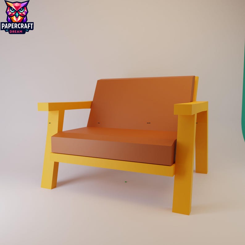 Armchair, Chair 3D Papercraft–diy Armchair Template,low Poly Armchair ...