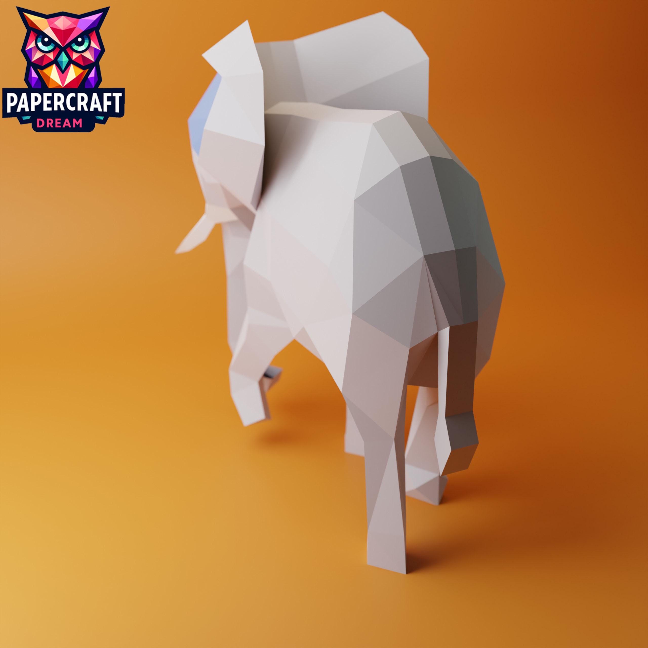 Elephant 3D Papercraft – Low Poly DIY Paper Model (pdf, Svg, Dxf) - Etsy