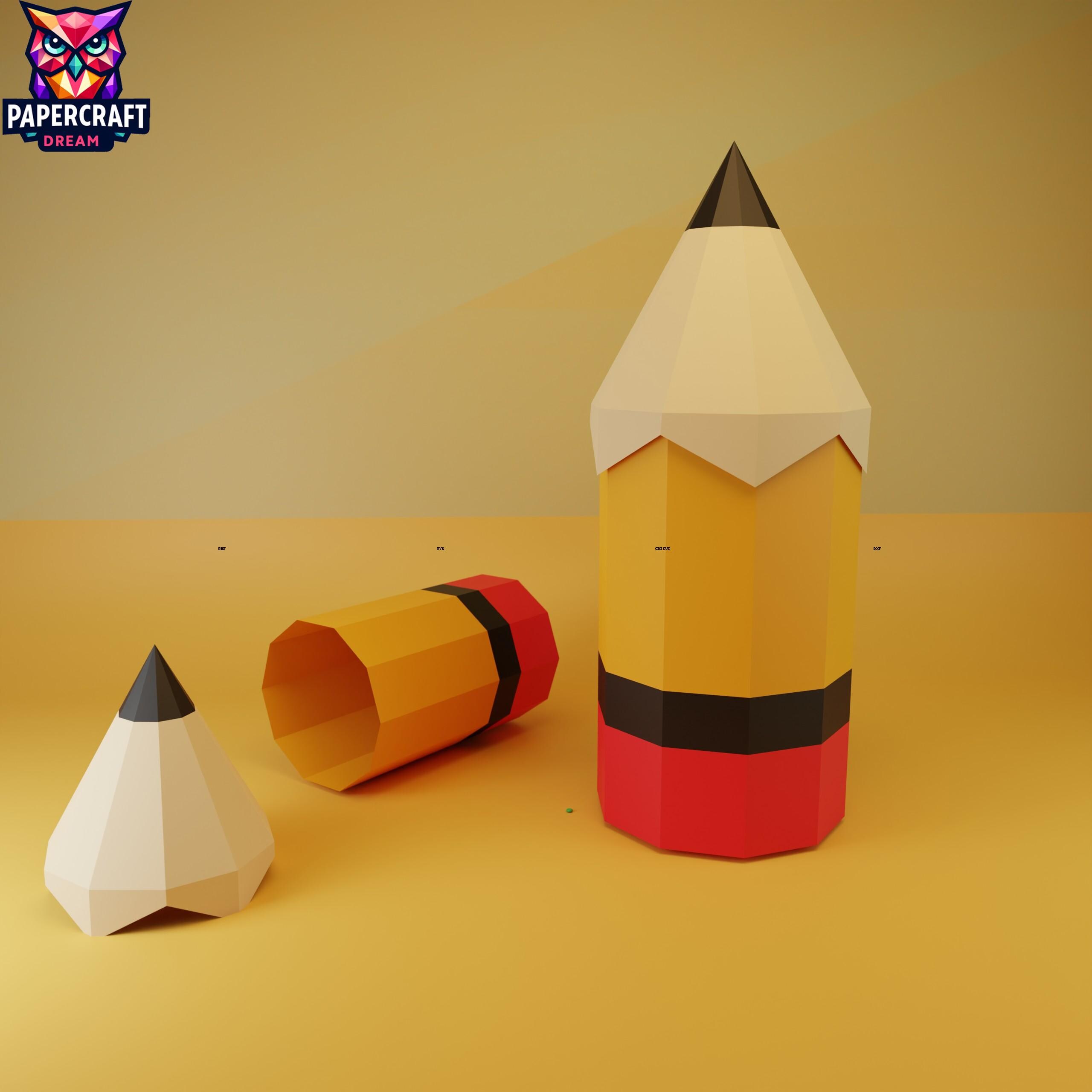 3D Papercraft Pencil Box – DIY Low Poly Template (pdf, Svg, Dxf) - Etsy