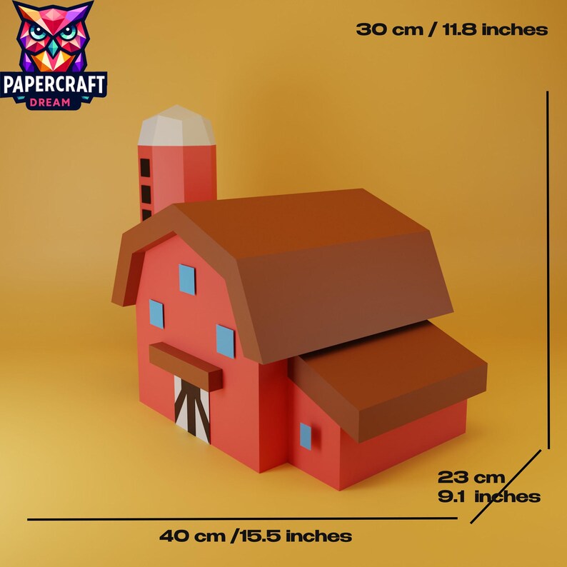 Barn Farm Silo 3D Papercraft Svg– DIY Farm Template Cricut,ring ...