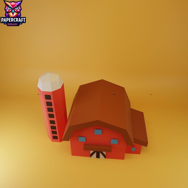 Barn Farm Silo 3D Papercraft Svg– DIY Farm Template Cricut,ring ...