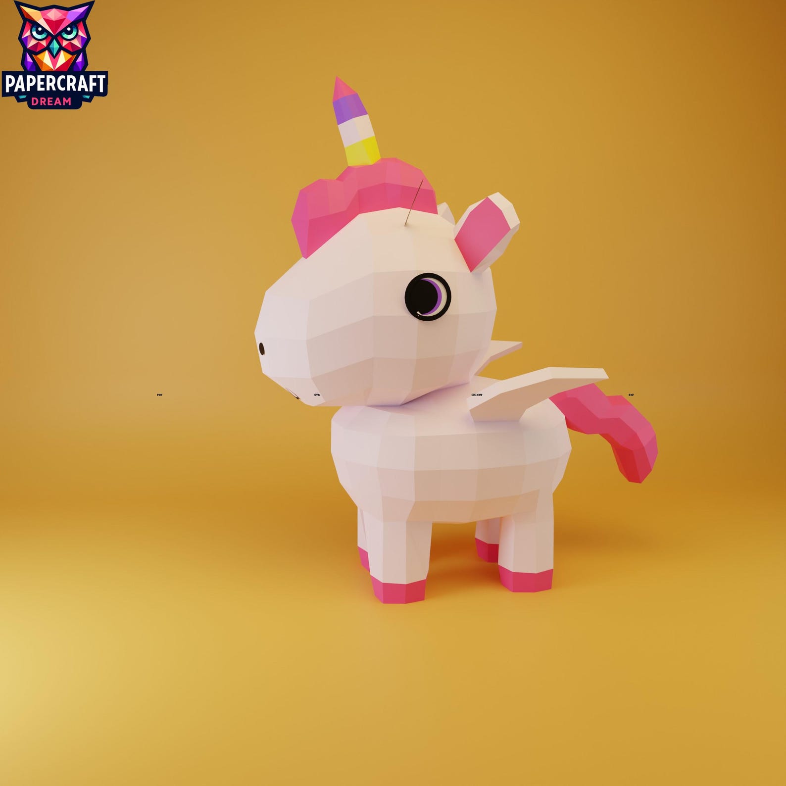Unicorn 3D Papercraft–diy Unicorn,low Poly Unicorn Cutetemplate ...