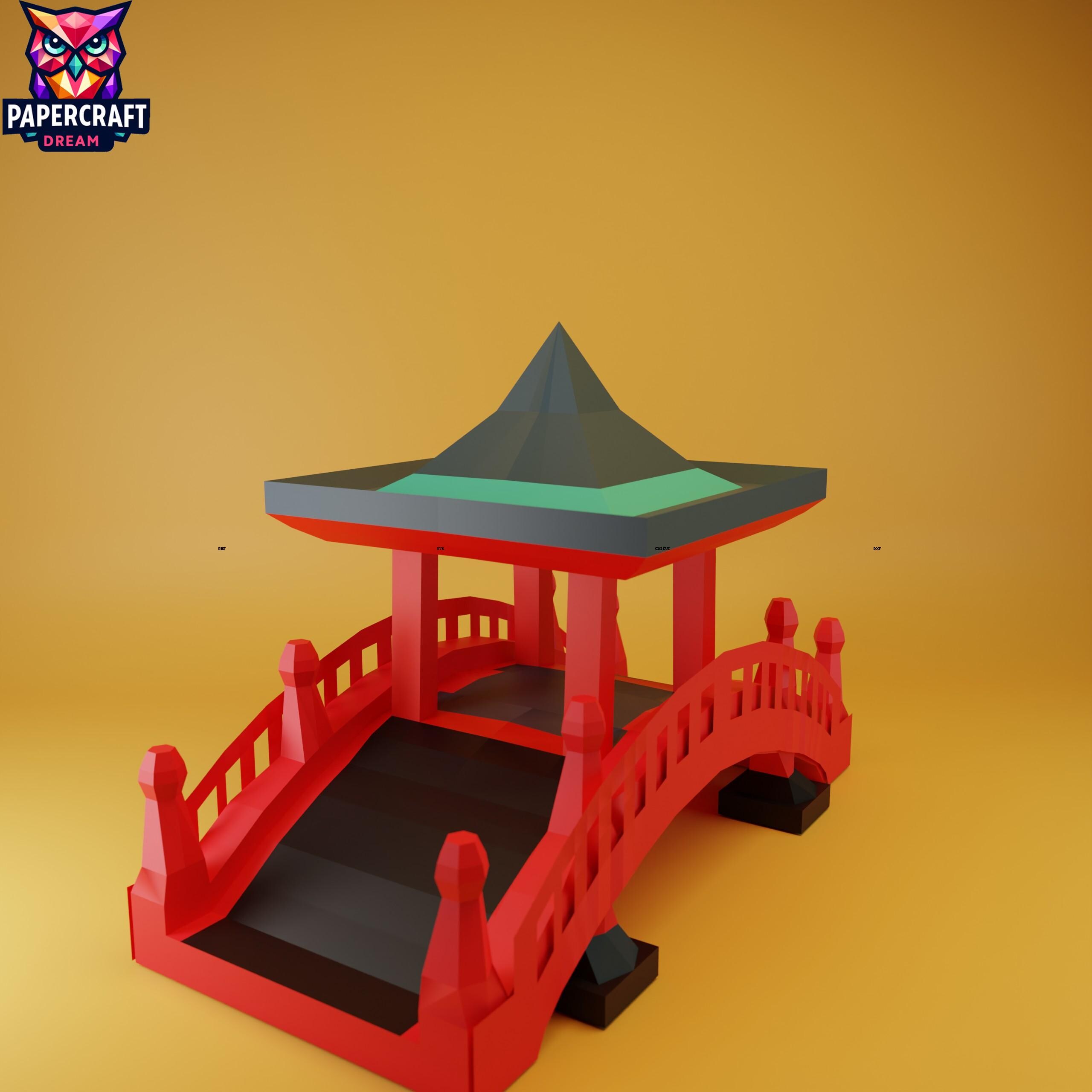 Japanese Bridge 3D Papercraft – DIY Low Poly Model (pdf, Svg, Dxf) - Etsy