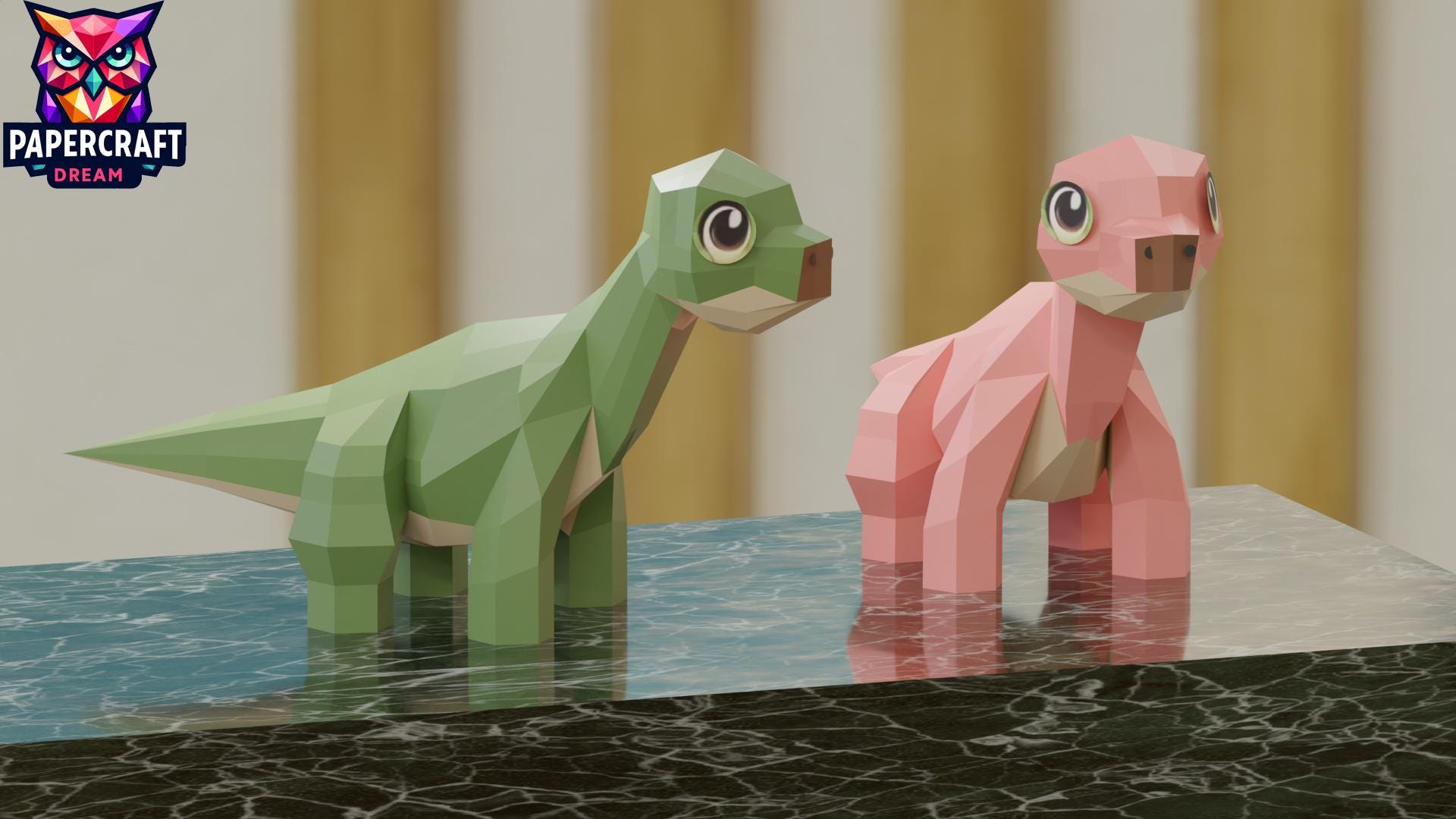 Baby Brachiosaurus Dinosaur Papercraft Template/ Educational Game/ Low ...