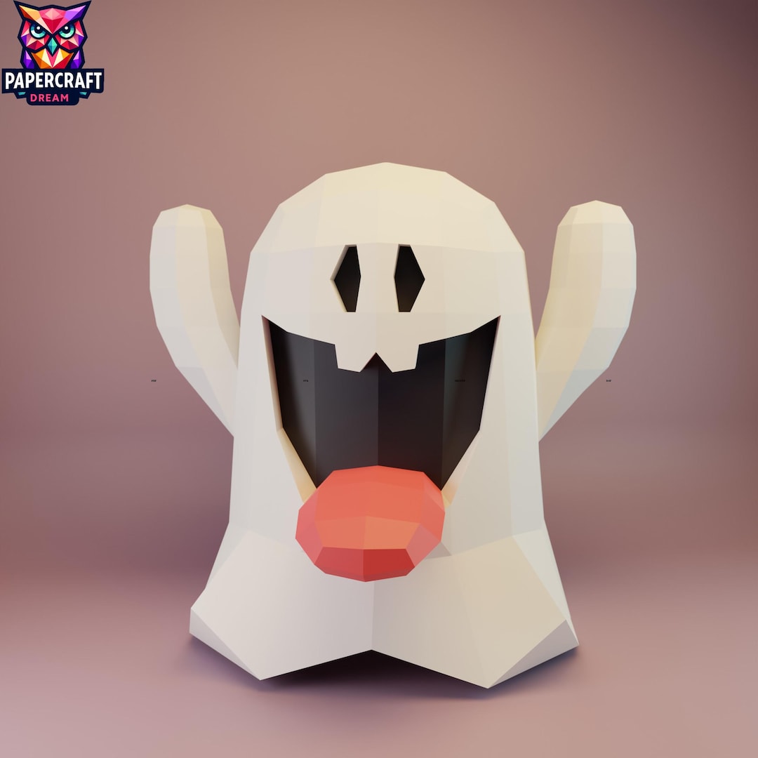 Happy Ghost Papercraft, Low Poly 3D Halloween Decor (PDF, SVG, DXF) - Etsy