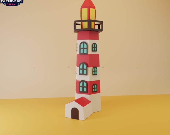 Lighthouse Papercraft, 3D Decor DIY Light House and Rock Sculpture Low ...