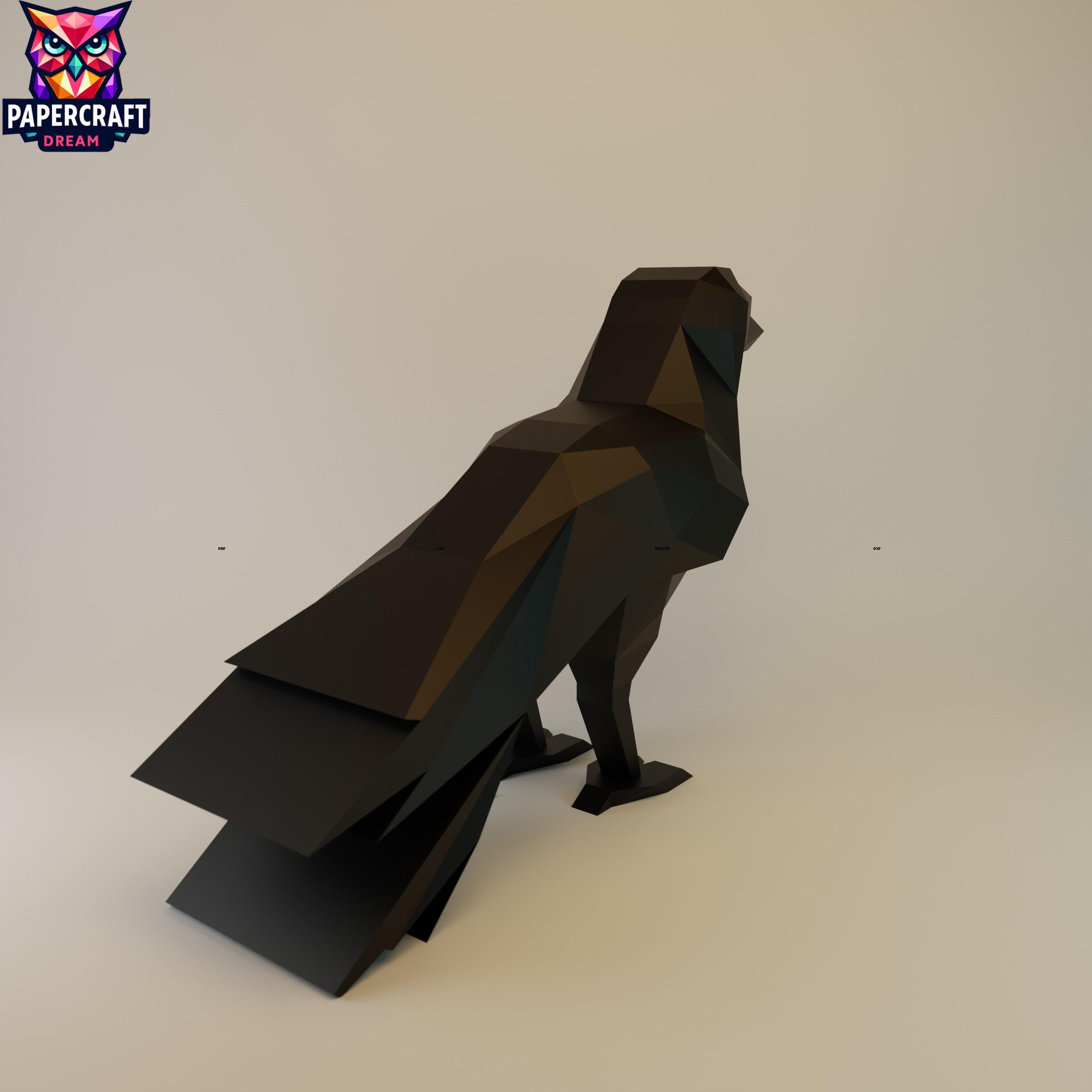 Crow 3D Papercraft– DIY Flying Crow Origami,low Poly Flying Raven ...
