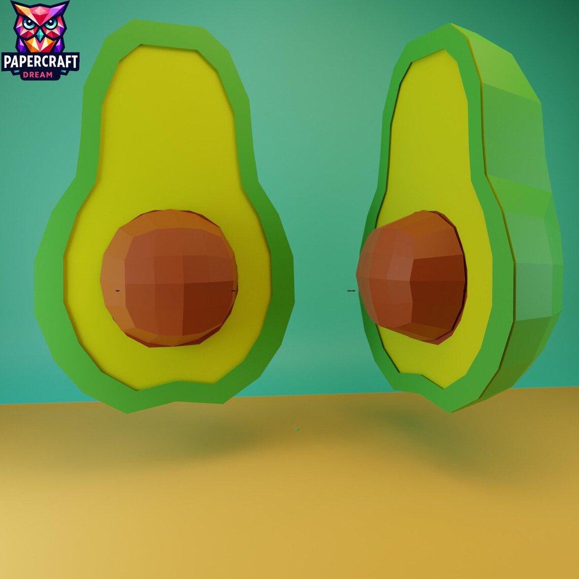 Avocado Fruit 3D Papercraft–diy Avocado Template,low Poly Avocado ...