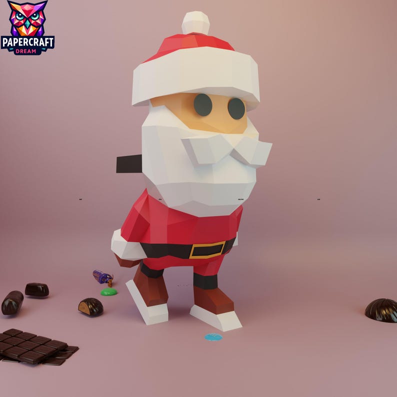 Santa Ice Skating 3D Papercraft Template | DIY Christmas Decoration ...