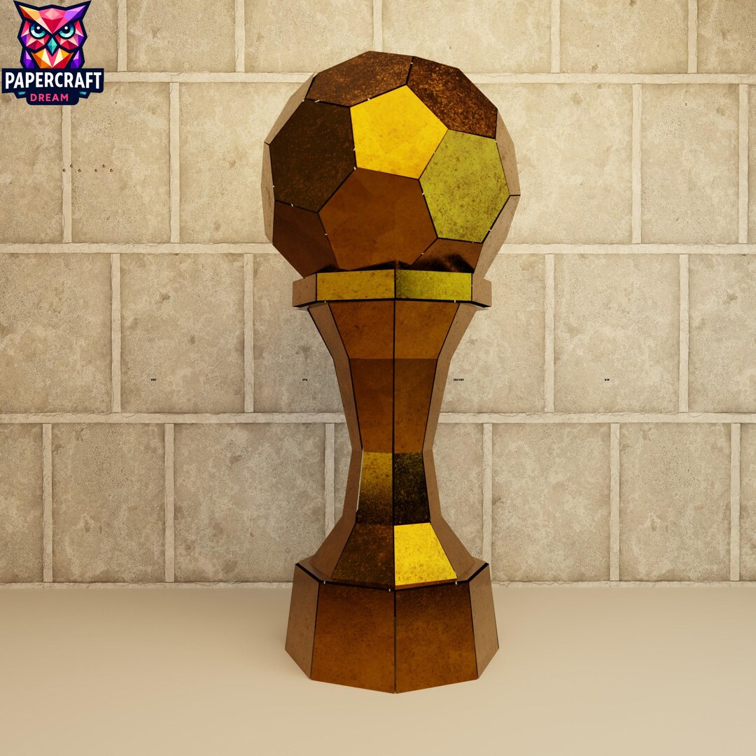 Soccer Trophy Papercraft: DIY Low Poly Golden Cup (pdf, Svg, Dxf) - Etsy