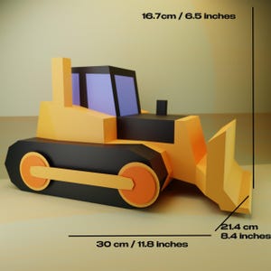 Bulldozer 3D Papercraft – DIY Low Poly Model (pdf, Svg, Dxf) - Etsy