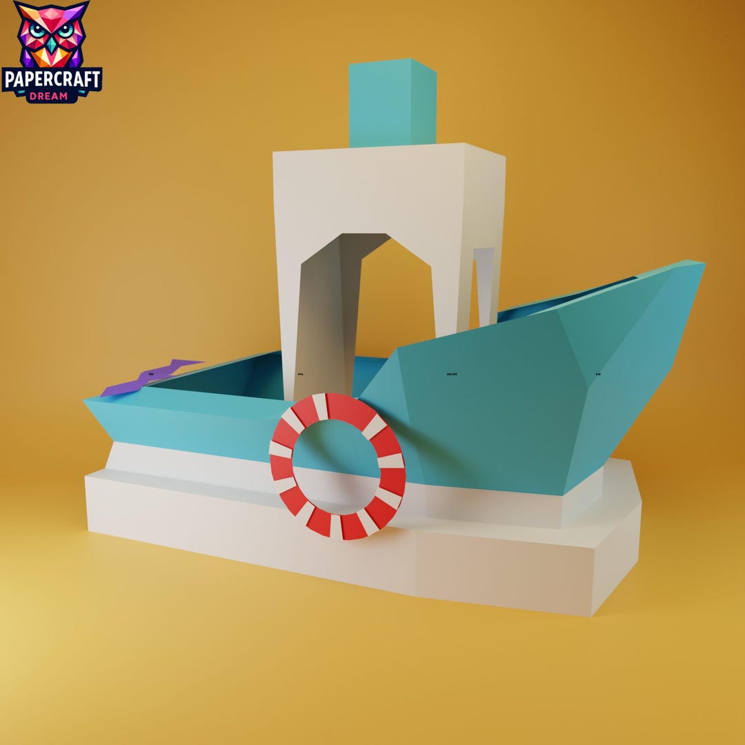 Fishing Boat I 3D Papercraft–diy Boat Template,paper Fish Boat Cricut ...