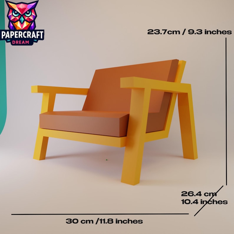 Armchair, Chair 3D Papercraft–diy Armchair Template,low Poly Armchair ...