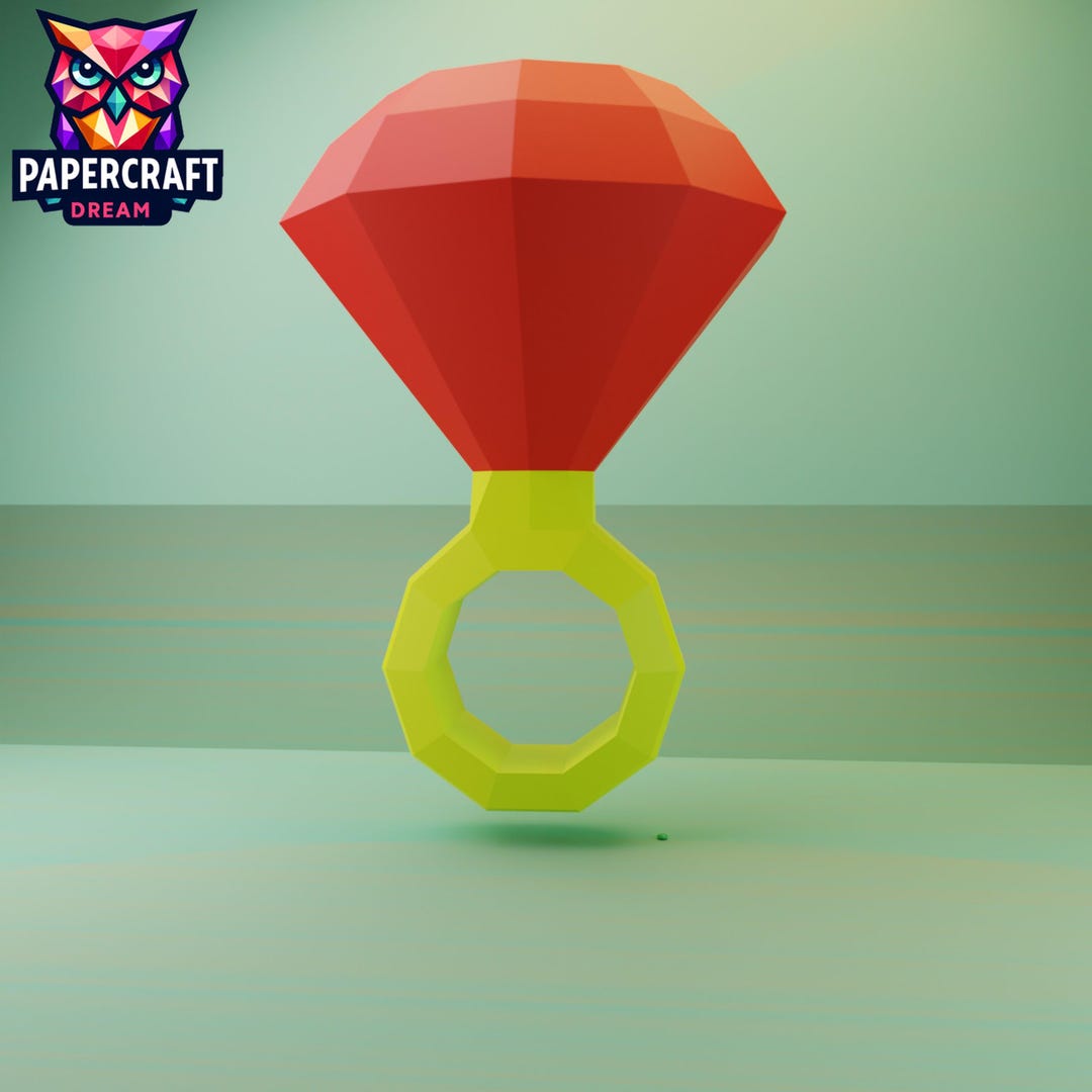 Diamond Ring 3D Papercraft–diy Diamond Ring Template,low Poly Ring ,paper Template. Diamond Ring ...