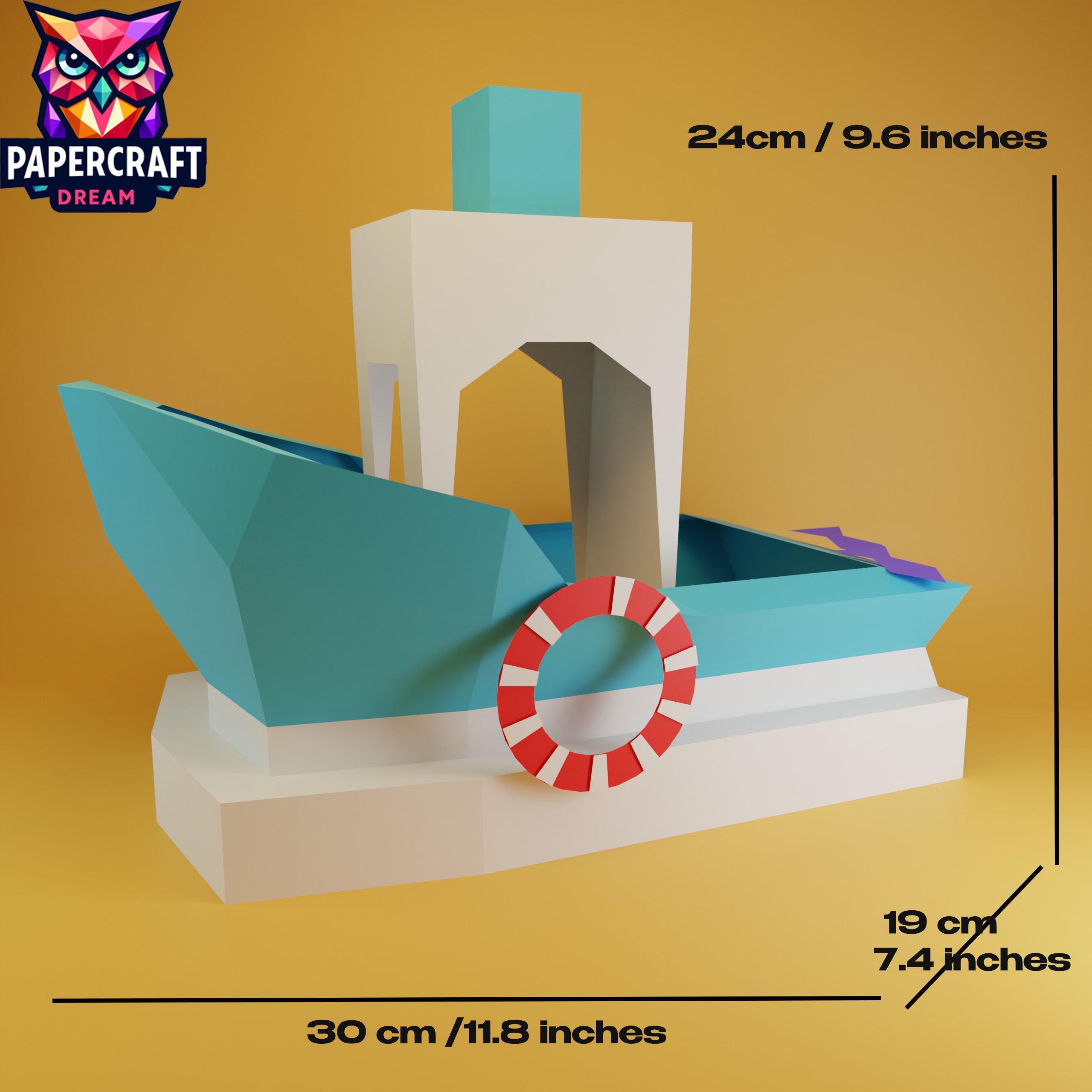 Fishing Boat I 3D Papercraft–diy Boat Template,paper Fish Boat Cricut ...