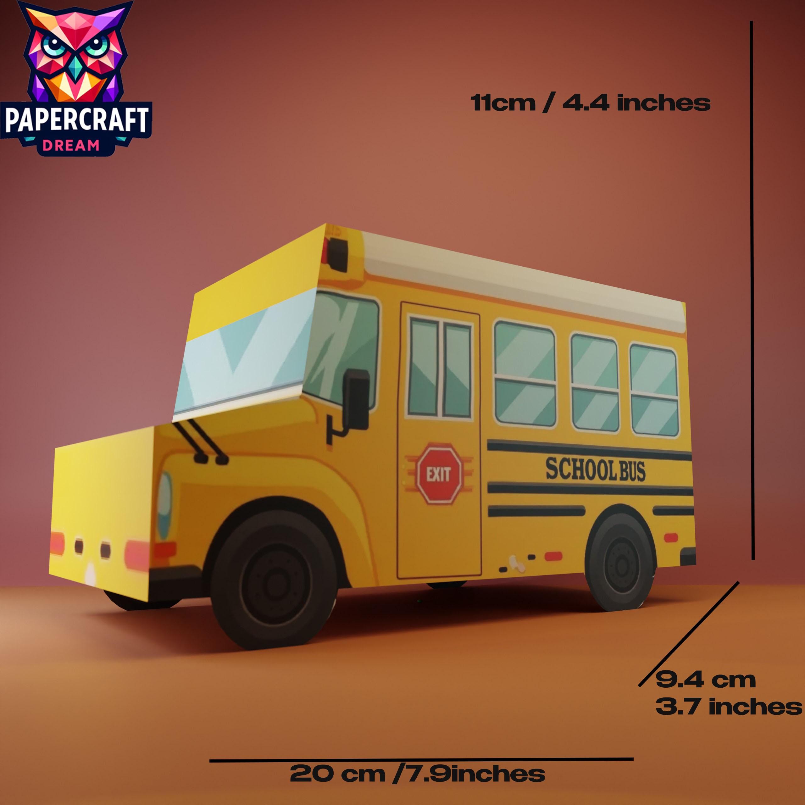 School Bus Colored 3D Papercraft–diy Bus Template,low Poly Cop Car ...