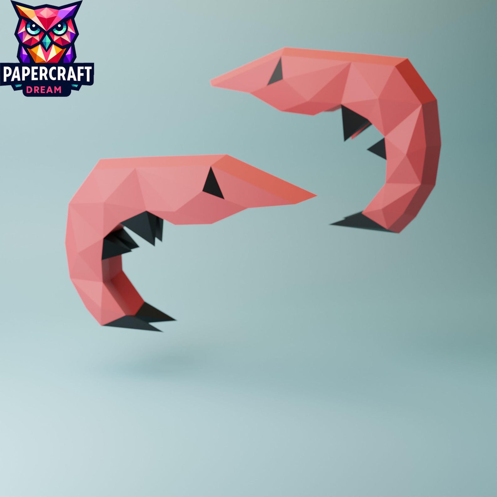 Shrimp Prawn 3d Papercraft - Low Poly Diy Paper Model Template (pdf ...