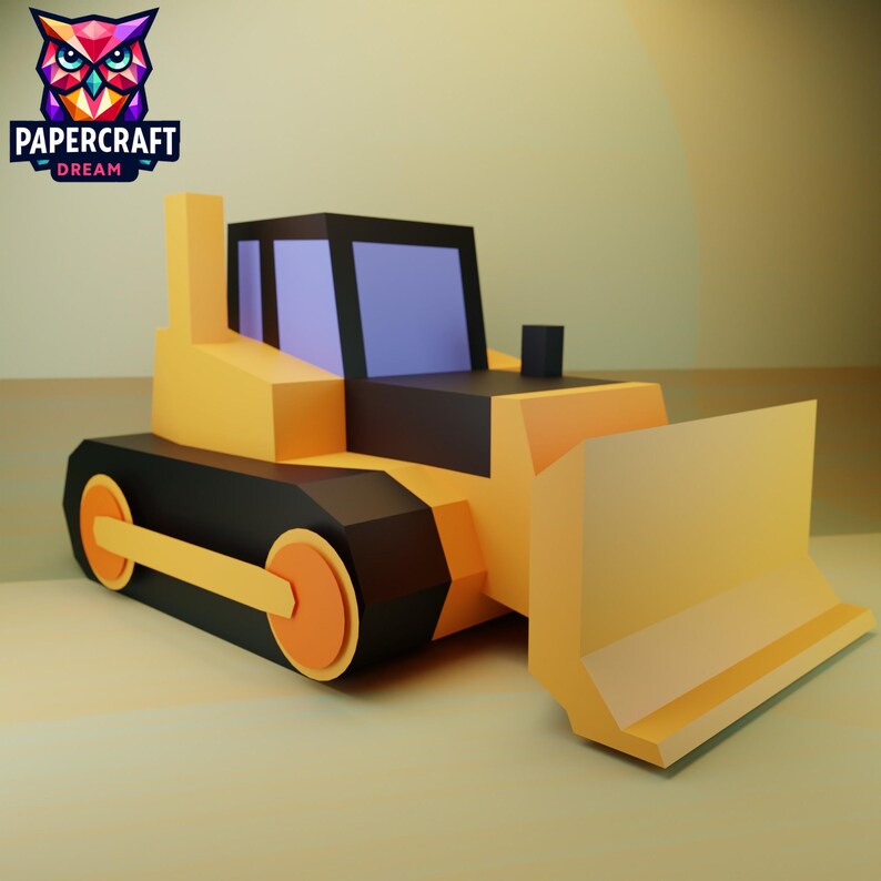 Bulldozer 3D Papercraft – DIY Low Poly Model (pdf, Svg, Dxf) - Etsy