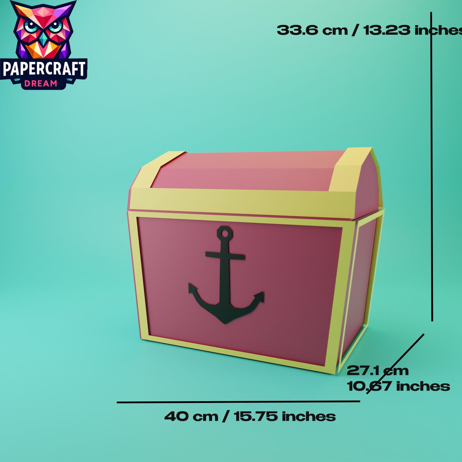 DIY Pirate Treasure Chest Papercraft – Low Poly Model (pdf, Svg, Dxf ...