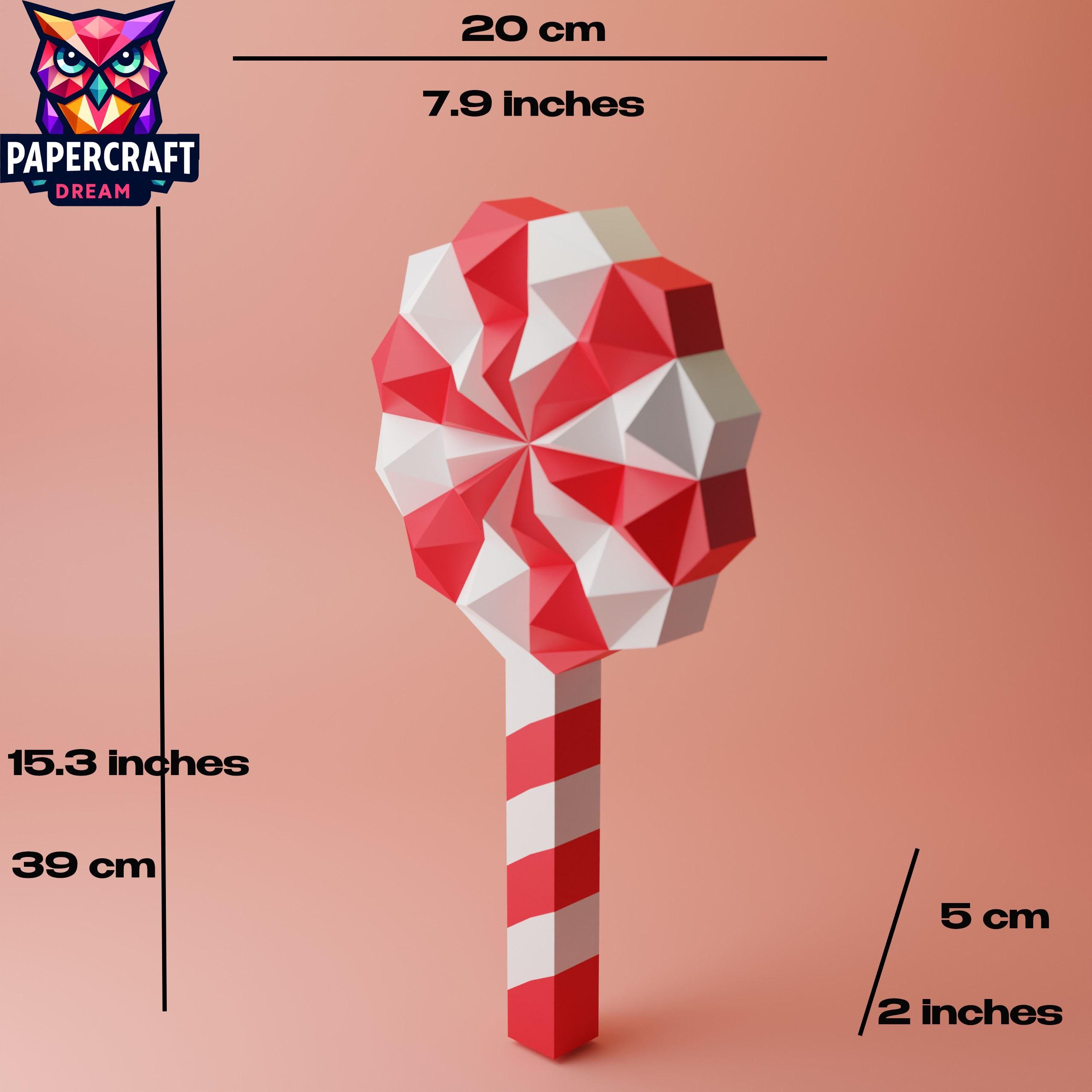 DIY Candy Lollipop Papercraft – Low Poly 3D Model (pdf, Svg, Dxf) - Etsy